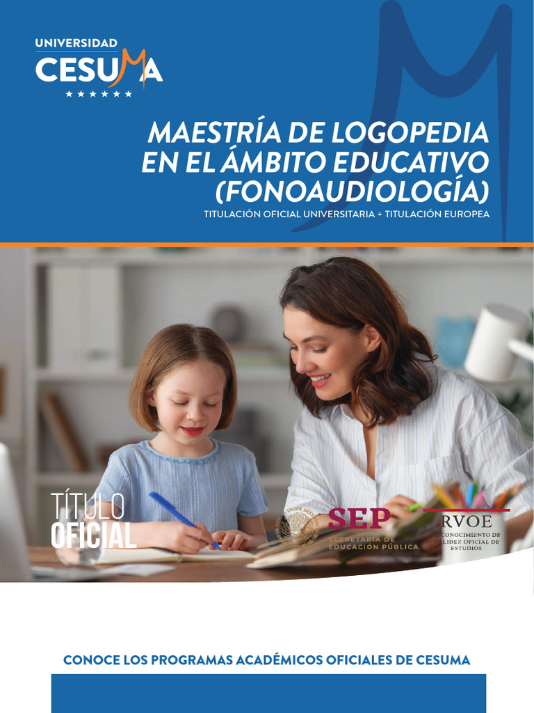 Maestría Oficial en Logopedia en El Ámbito Eucativo | PDF | Aprendizaje ...