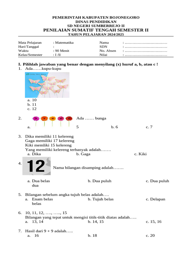 Kisi&soal STS Matematika | PDF