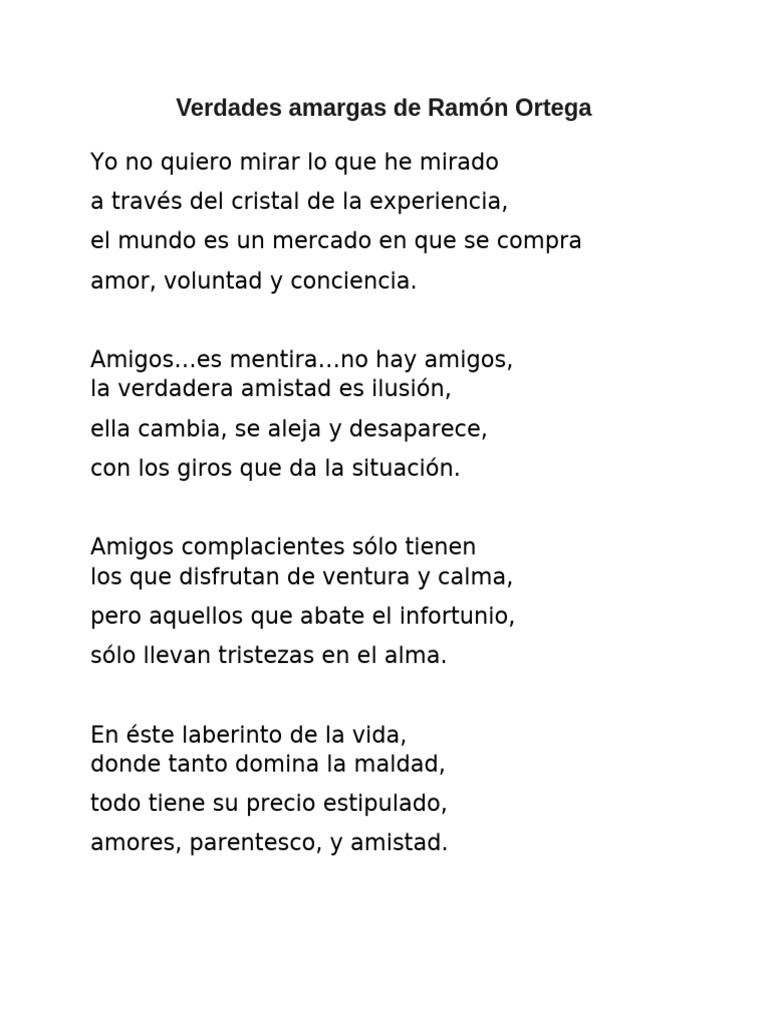 Poema Verdades Amargas de Ramón Ortega | PDF