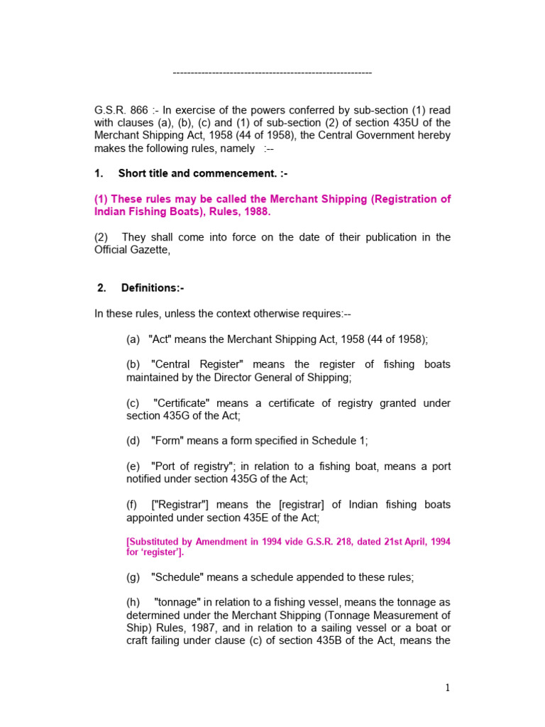 Ms Rules Fishingboats1988 260212 | PDF | Tonnage | Engines
