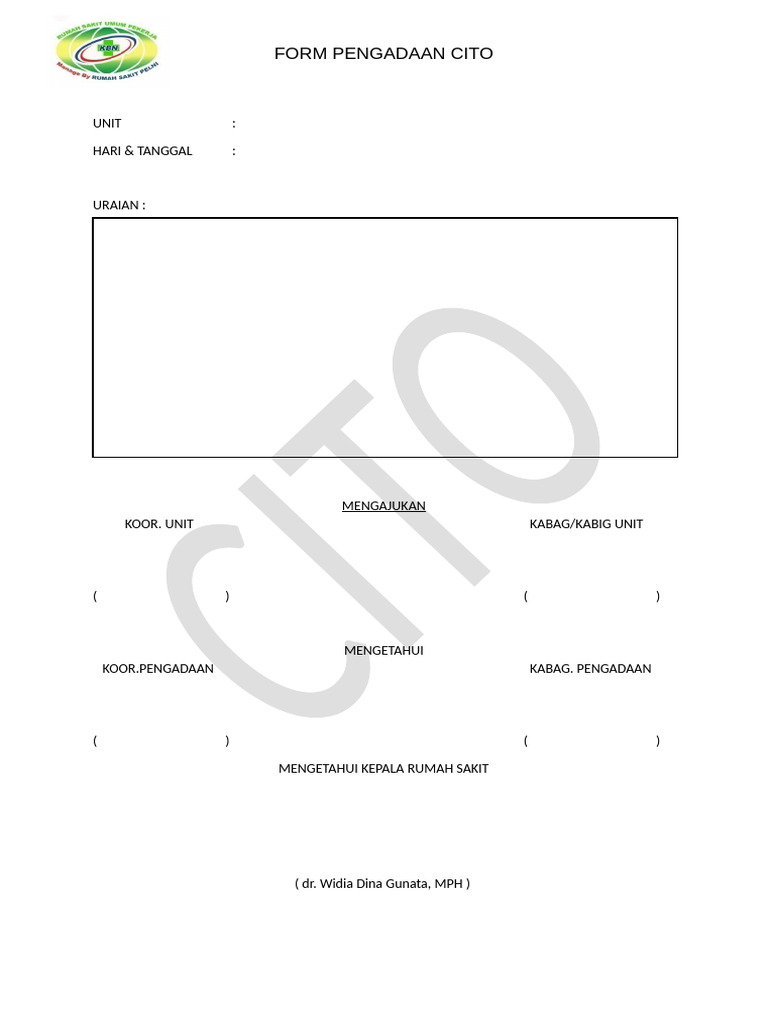 Form Pengadaan Cito | PDF
