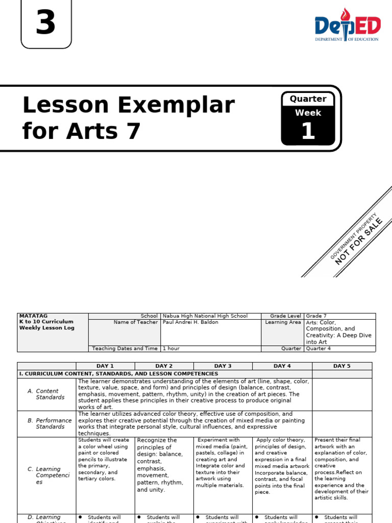 Lesson-Exemplar-paul (1) | PDF | Composition (Visual Arts) | Color