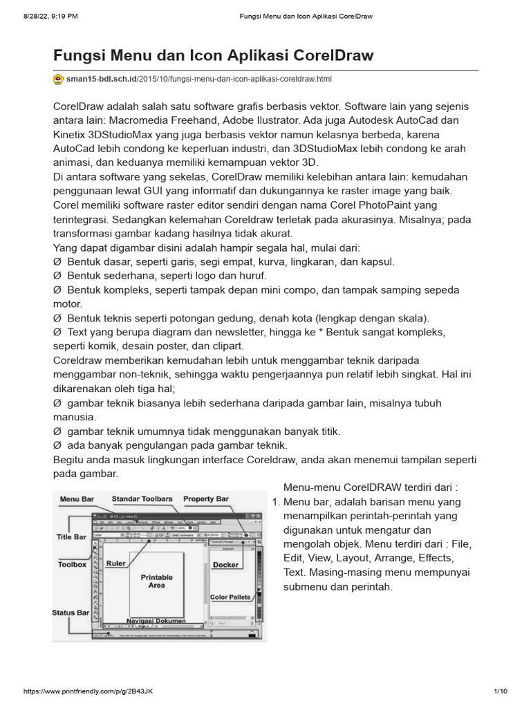 Fungsi Menu dan Ikon CorelDraw | PDF