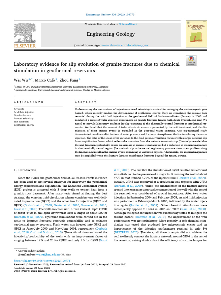 Laboratory Evidence For Slip Evolution of Granite Fractures Due To ...