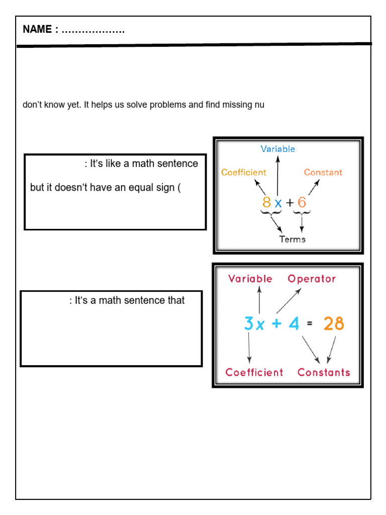 Algebra Basics: Expressions & Equations | PDF | Equations | Numbers