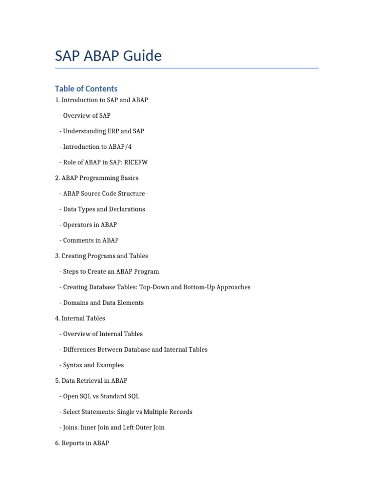 Sap Abap Guide | PDF