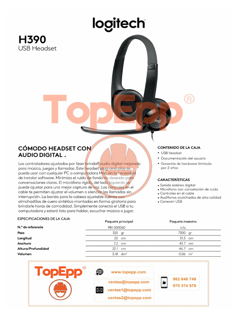 Audifono H390 - Logitech - TopEpp S.A.C. | PDF