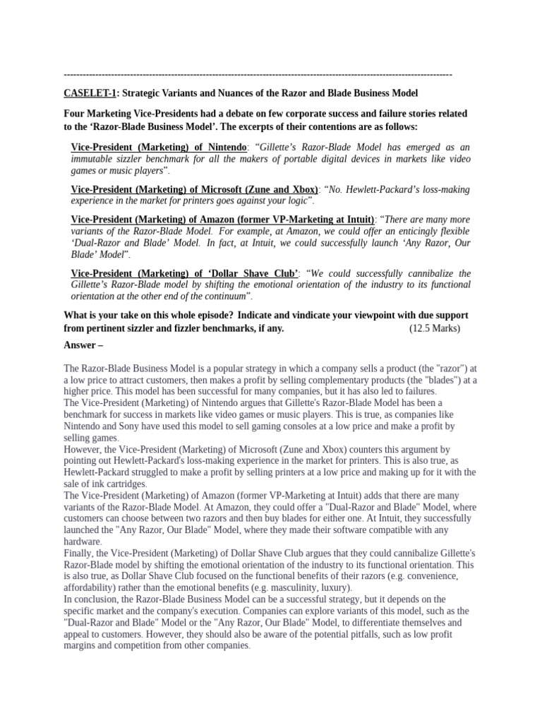 CASELET | PDF | Razor | Startup Company