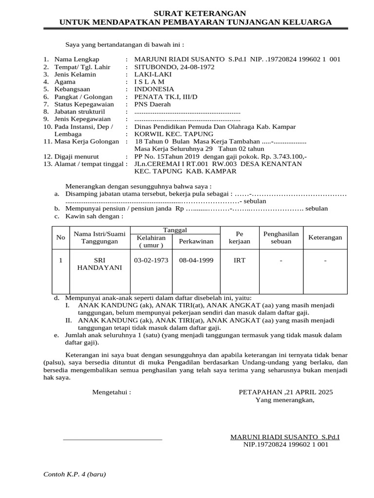 Contoh Model-DK MARJUNI 2025 | PDF