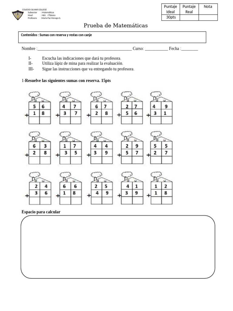 Prueba de números 1 al 9 | PDF