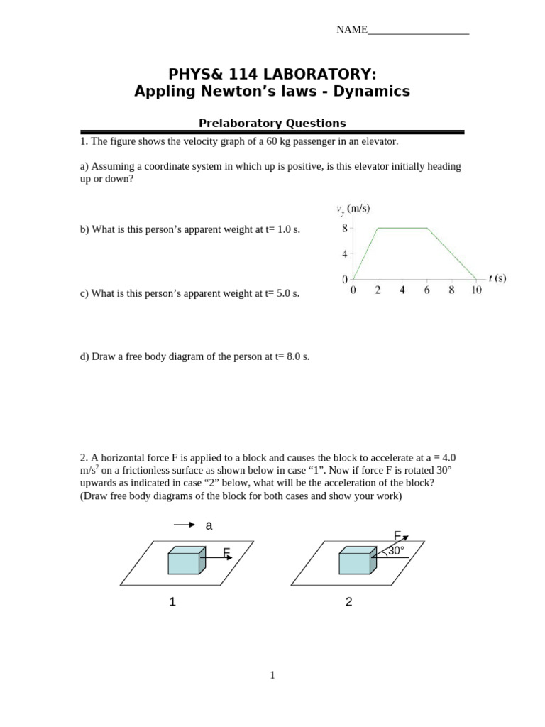 Newton's Laws Lab: Dynamics and Forces | PDF | Force | Applied And Interdisciplinary Physics