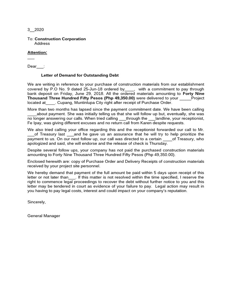 Demand Letter To Sample | PDF