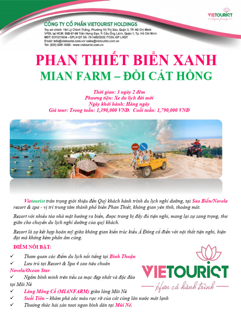 VTD - Phan Thiết 3N2Đ - Năm 2024 | PDF