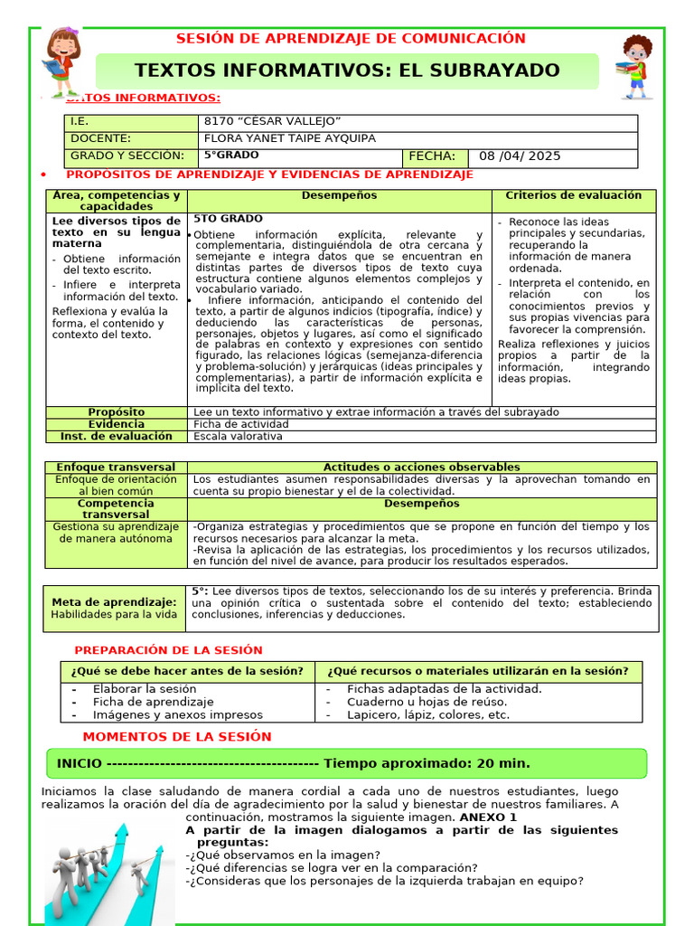 32 - Com-Textos Informativos El Subrayado - Jezabel Camargo-Único ...