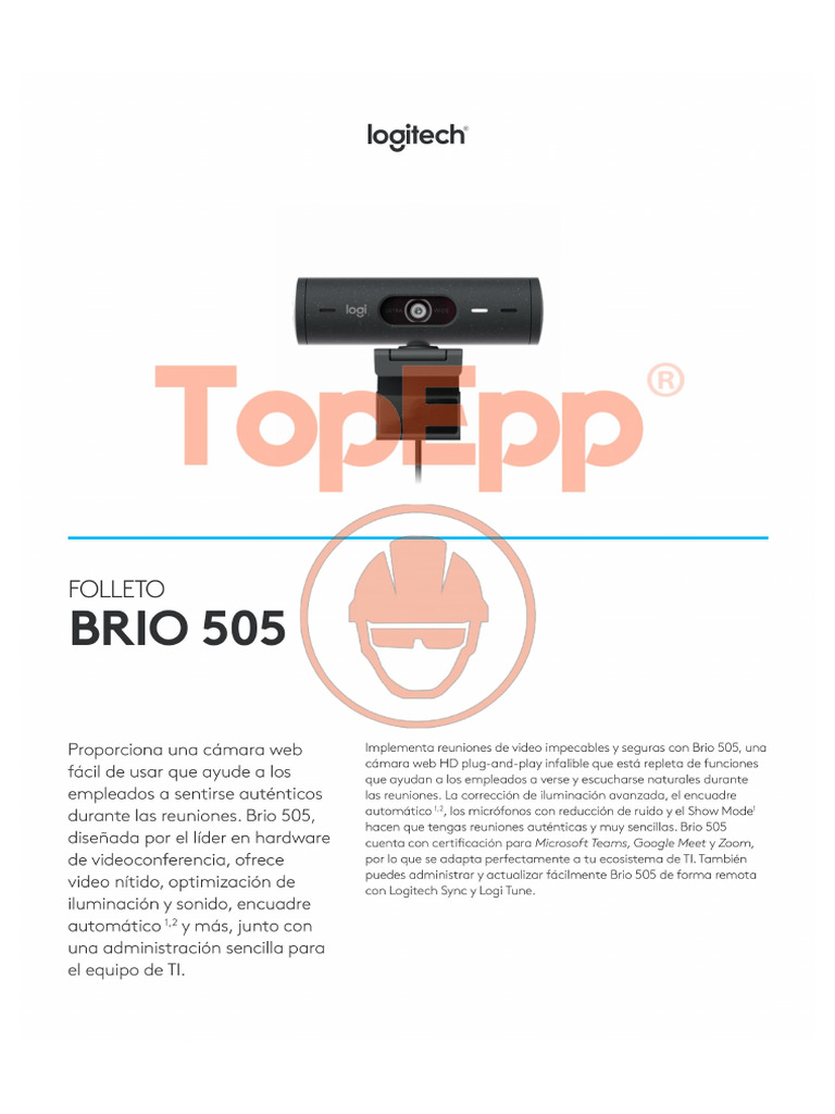 Camara Brio 505 - Logitech - TopEpp S.A.C. | PDF