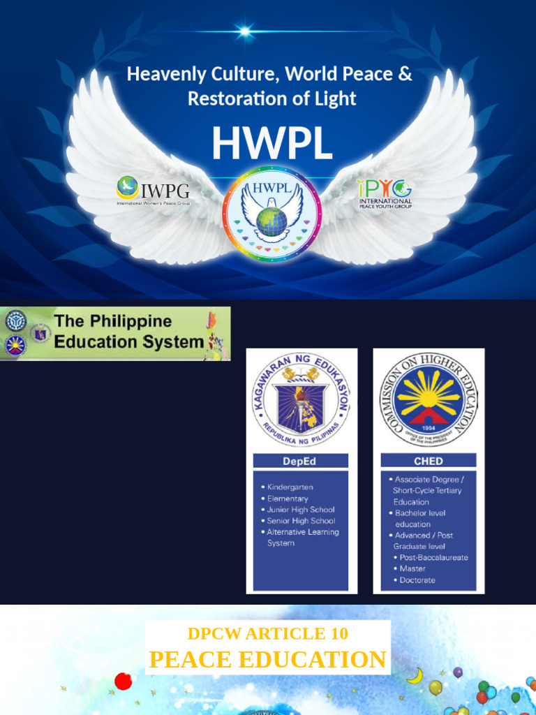 Introduction of HWPL Peace Education Philippines | PDF | Curriculum | Teaching