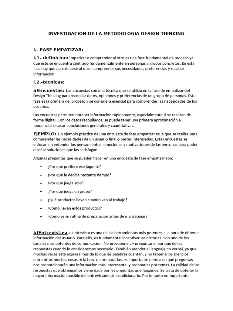 Metodología Design Thinking: Fase Empatizar | PDF | El pensamiento de diseño | Estadísticas