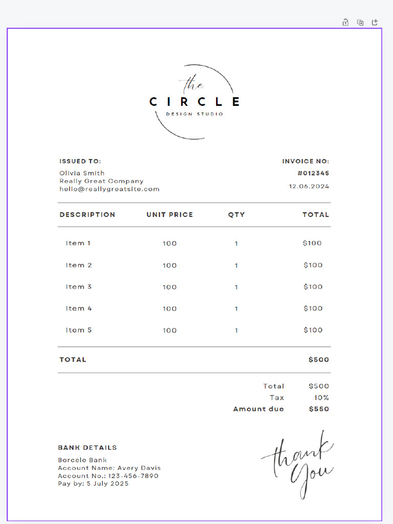 White Simple Minimalist Business Invoice A4 | PDF