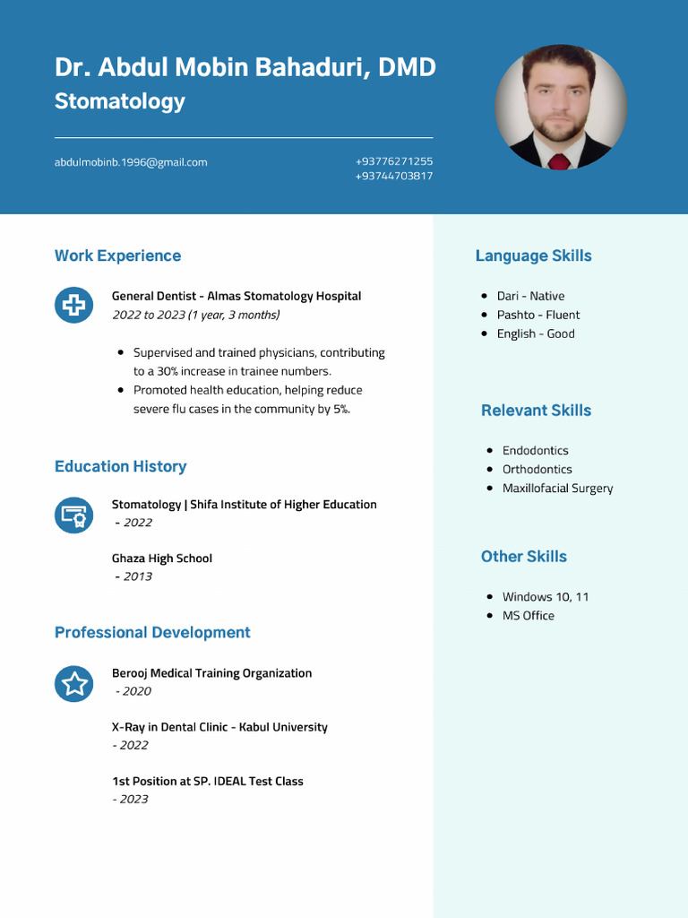 Blue Light Blue Color Blocks Physician CV | PDF