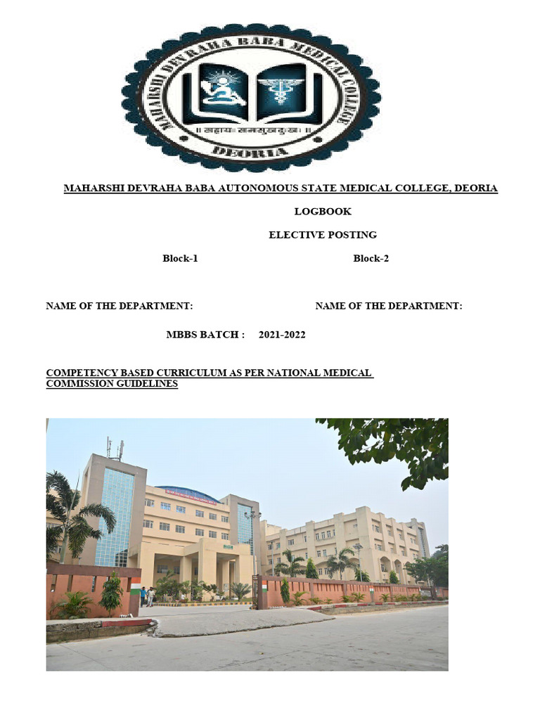Electives Log book MDBASMC , Deoria (1) | PDF | Educational Assessment | Learning