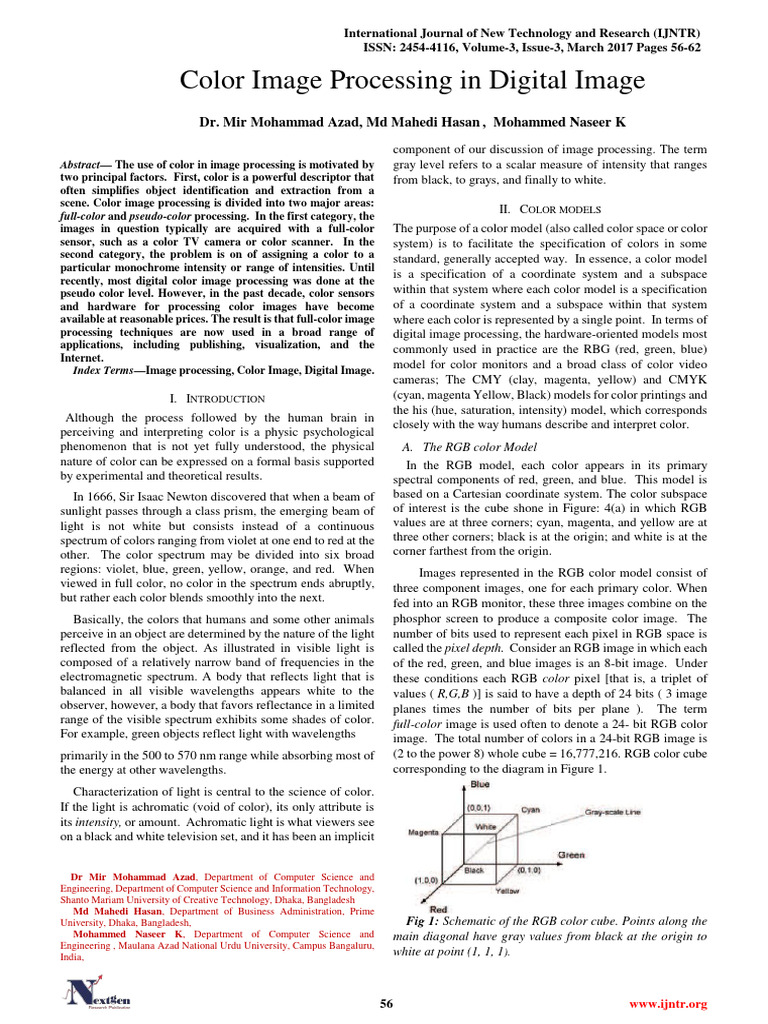 Color Image Processing in Digital Image | PDF | Rgb Color Model | Color