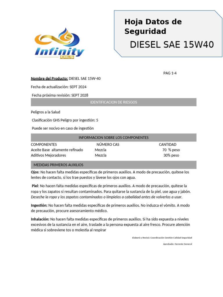 Msds 1540 INFINITY | PDF | Corrosión | Toxicidad