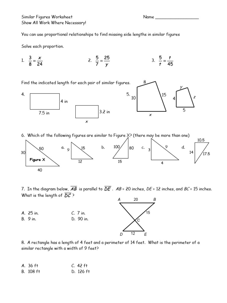 day_60_-_similar_figure_review_and_key | PDF | Triangle | Length