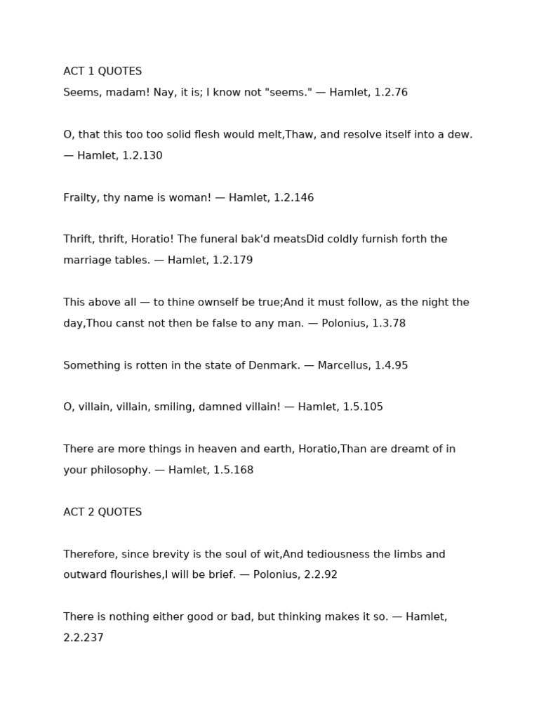 Quotes and Resources | PDF | Hamlet