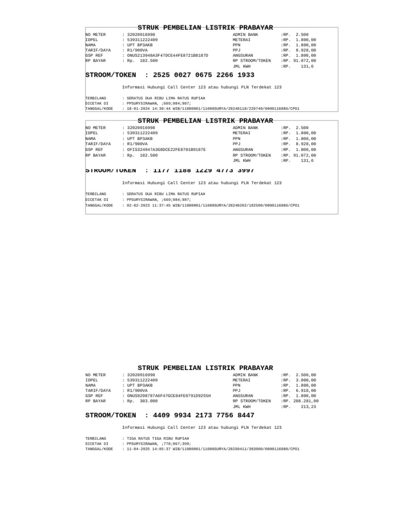 Struk PLN April | PDF