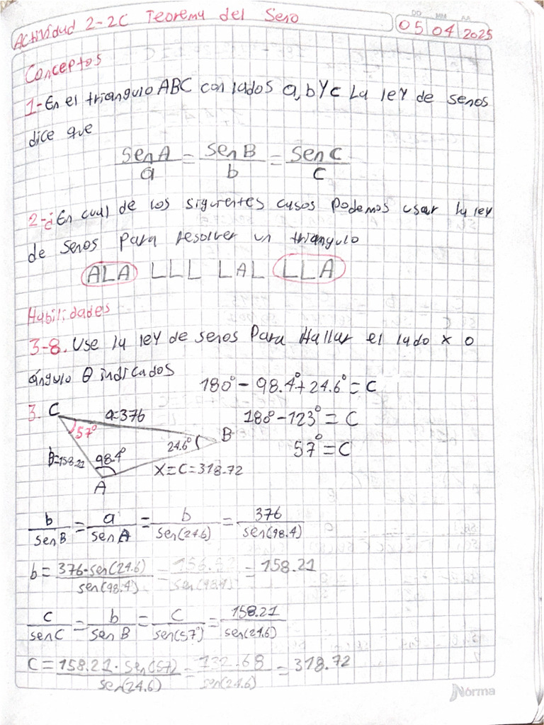 Actividad 2-2C - Teorema Del Seno | PDF