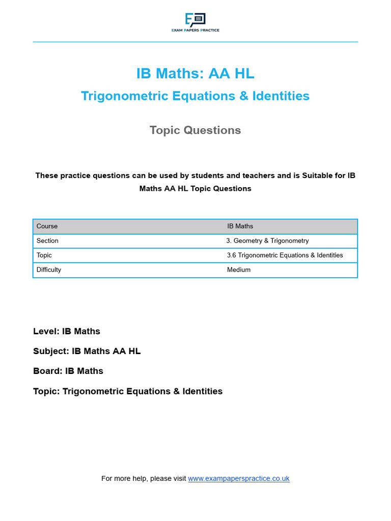 Trigonometric Equations Identities | PDF