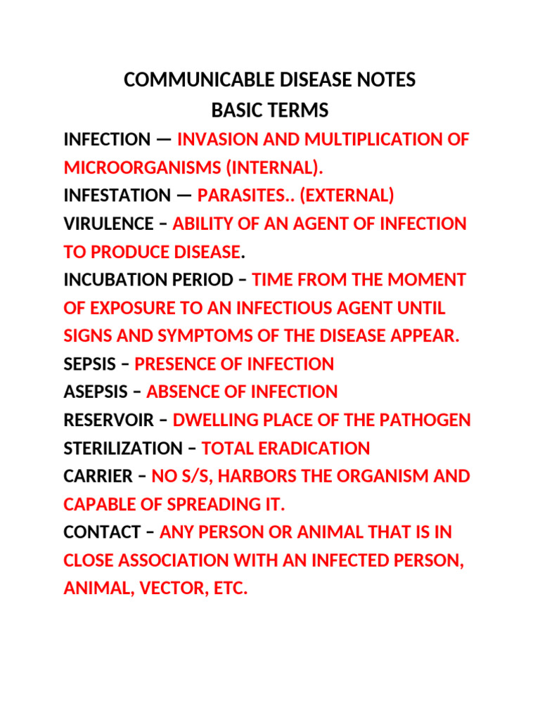 Communicable Disease Overview | PDF | Infection | Bacteria