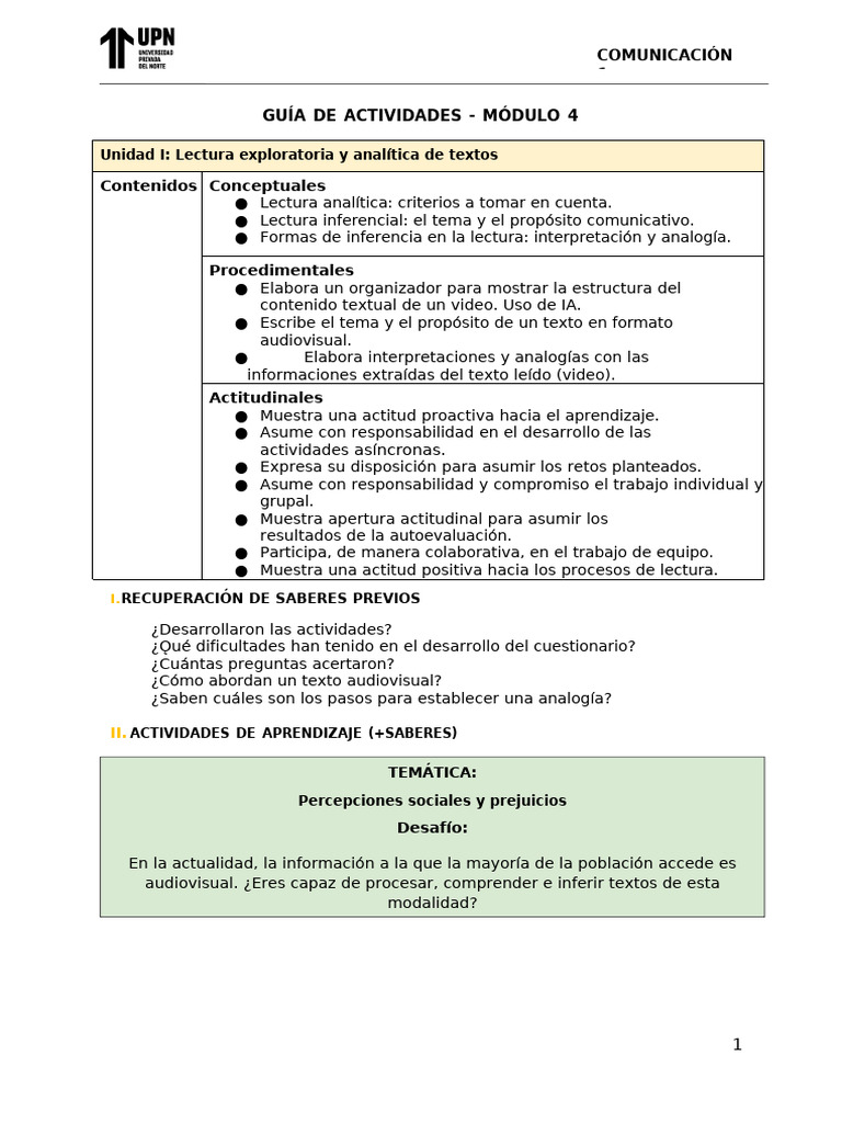 Guía de Actividades - Semana 4 PDF | PDF | Hablar en público | Concepto