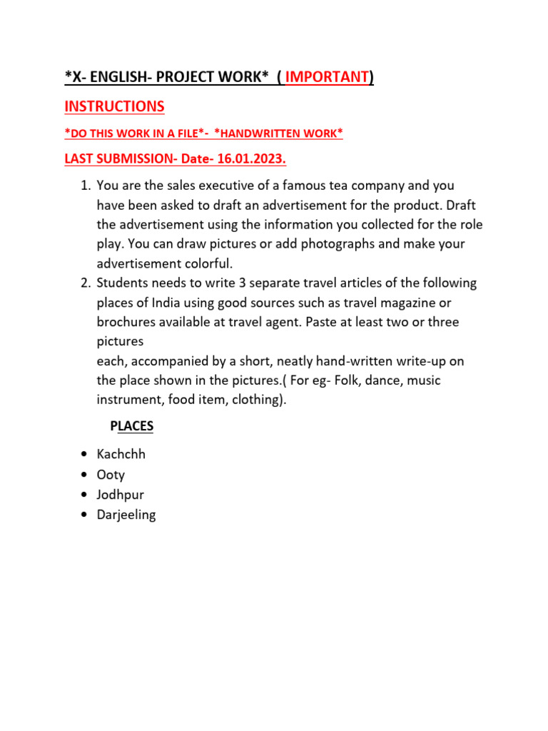 X English Project Work Final | PDF