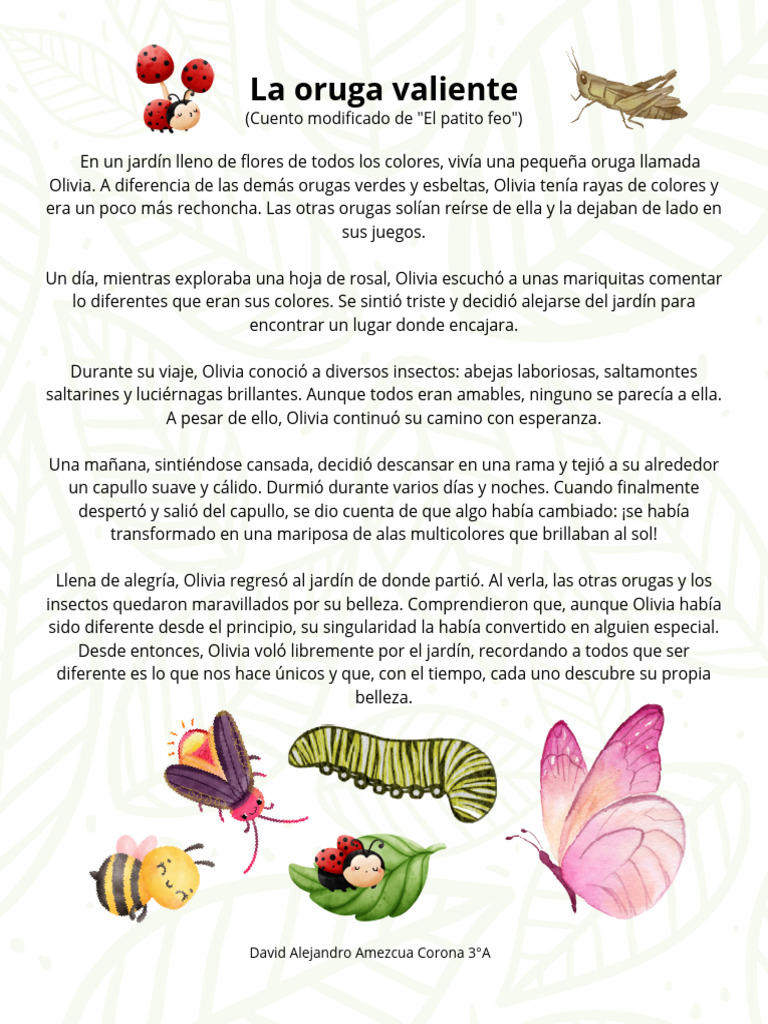 La oruga valiente y su transformación | PDF