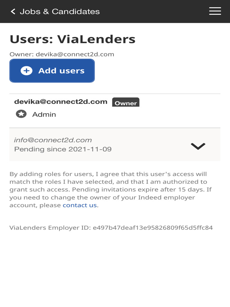 Manage Users on Indeed Employer Account | PDF