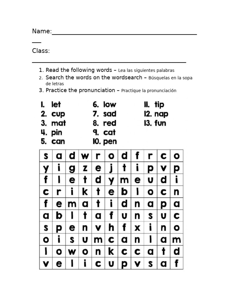 CVC Wordsearch | PDF