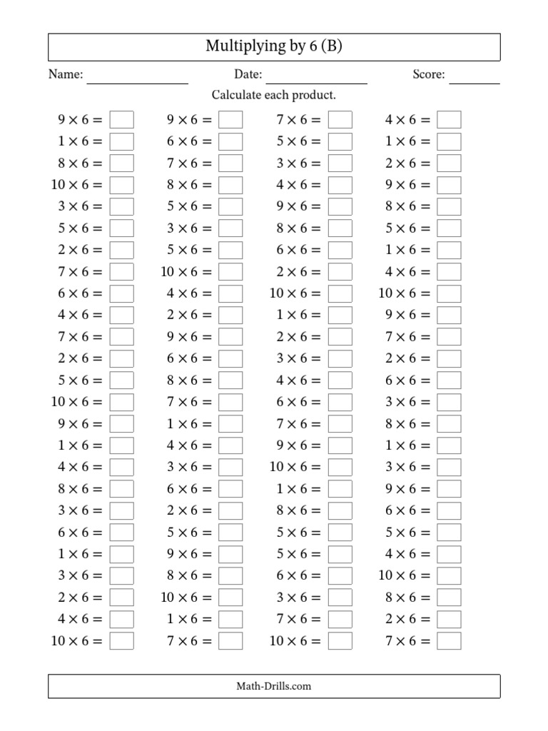 Horizontal Multiplication Facts 0606 0110 002qp.1693324918 | PDF