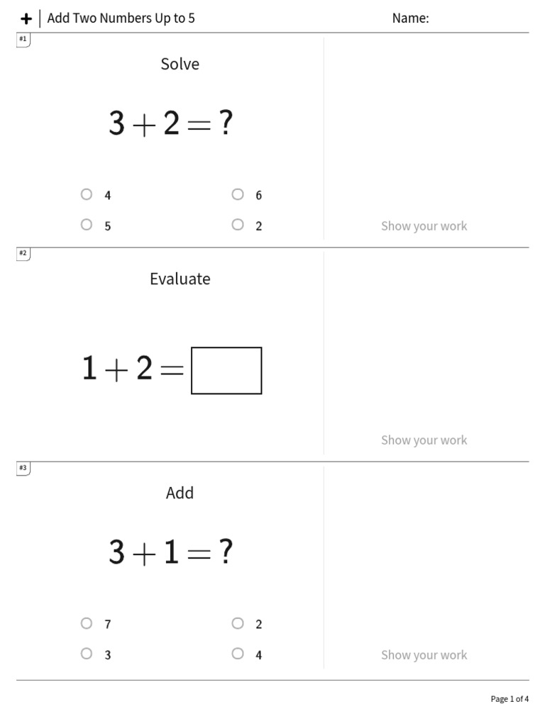 P 36 Add Two Numbers Up To 5 | PDF