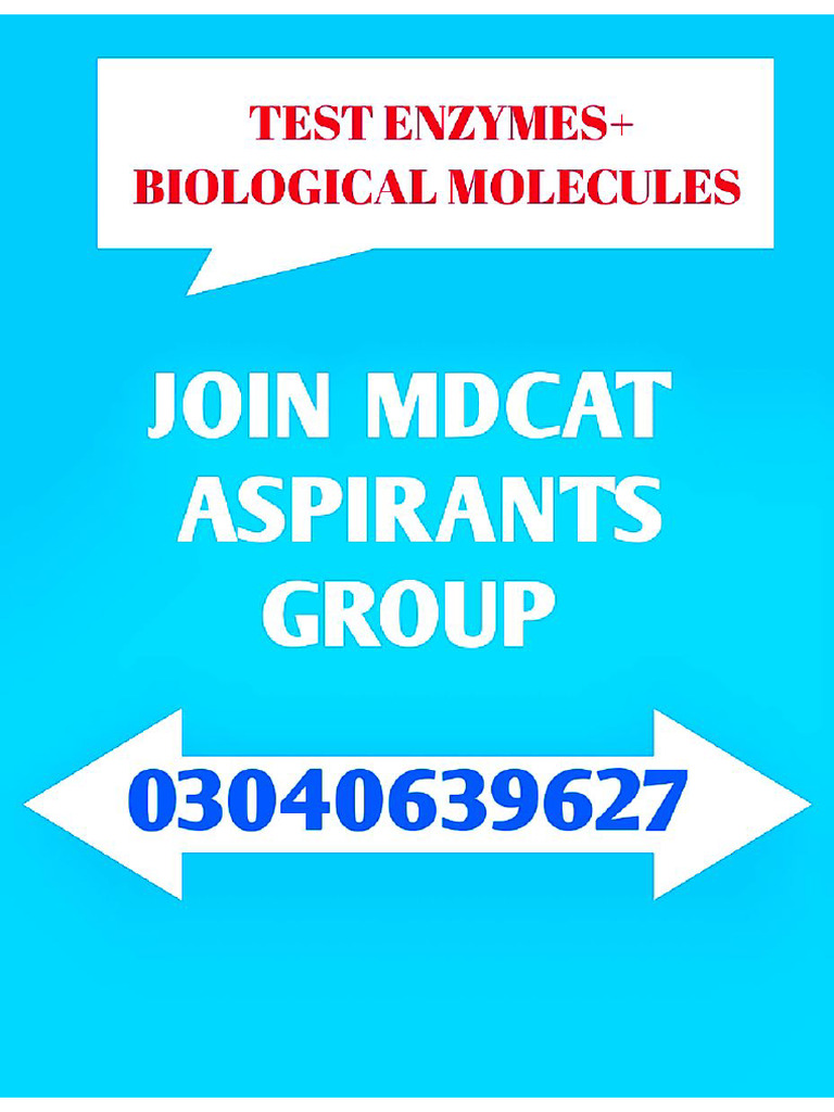 TEST#01 Biological Molecules+Enzymes | PDF
