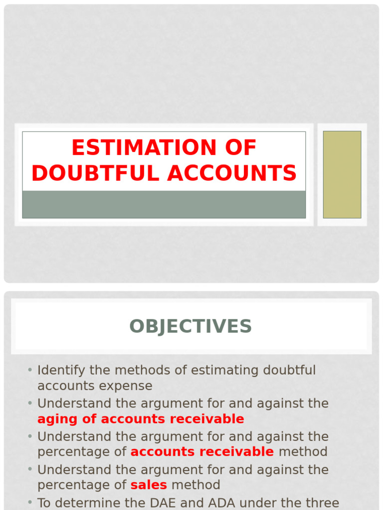 Estimating Doubtful Accounts Methods | PDF | Bad Debt | Financial ...