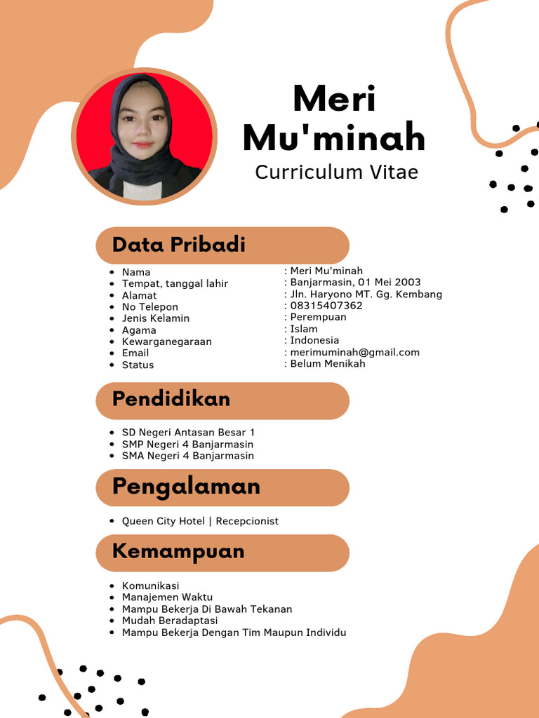 CV Meri Mu'minah: Data Pribadi & Pengalaman | PDF