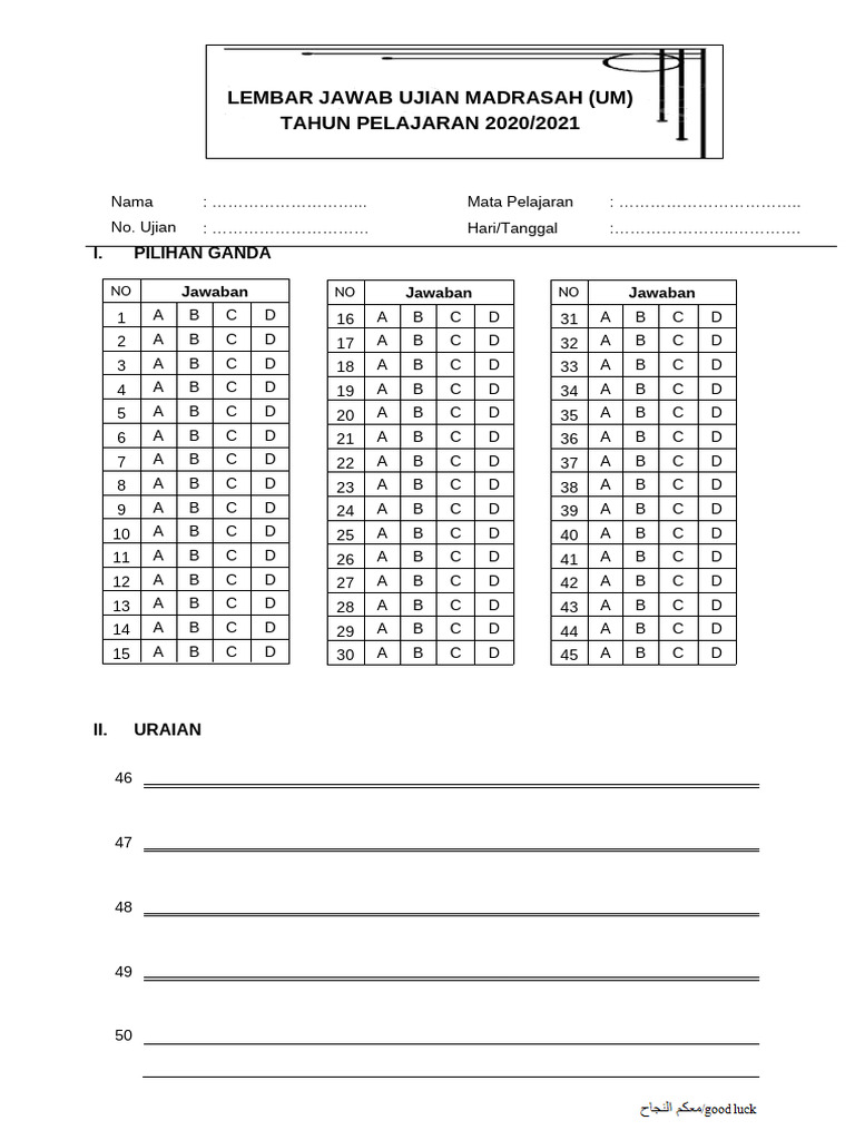 LEMBAR JAWAB UM (umum) | PDF