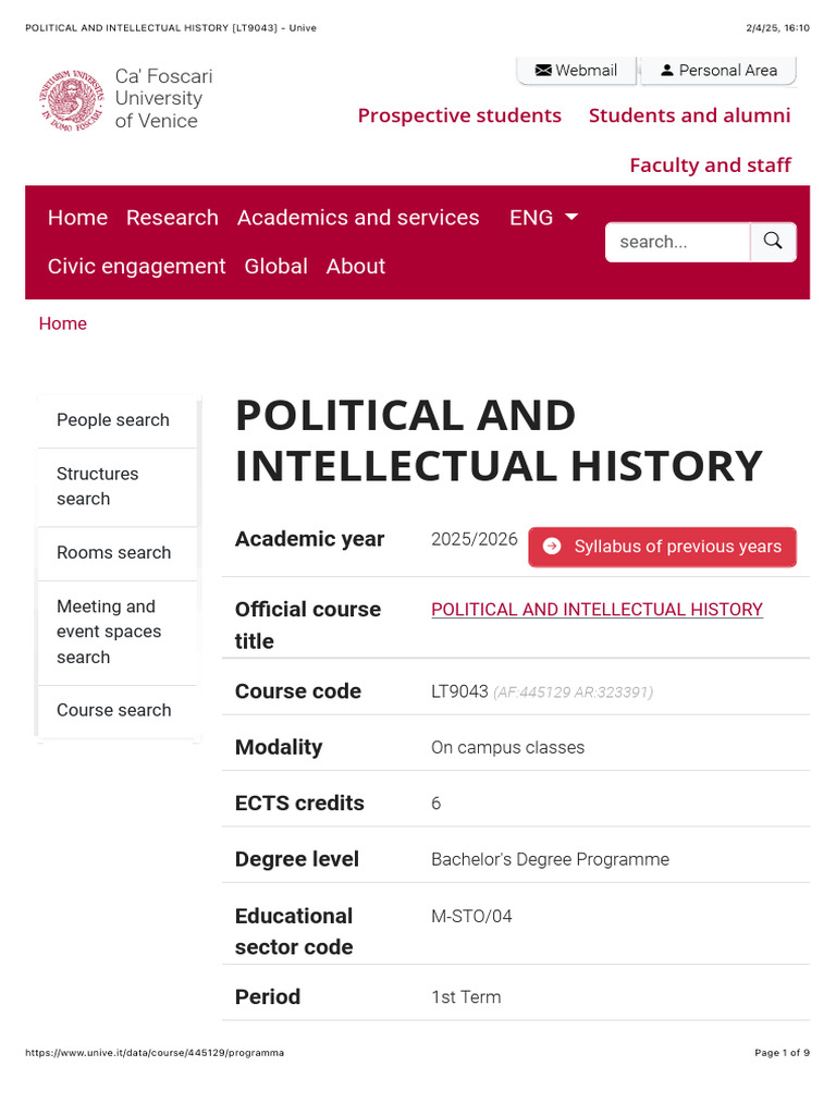 Political and Intellectual History Course | PDF | Knowledge | Liberal ...