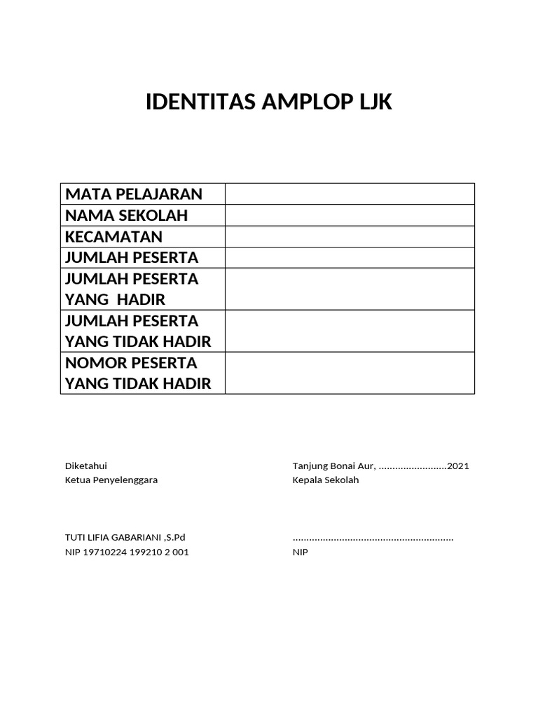 Identitas LJK | PDF