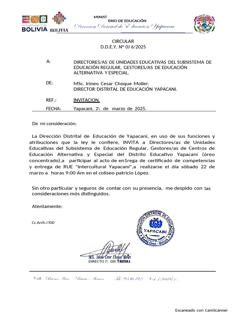 Circular 016 Urgente | PDF