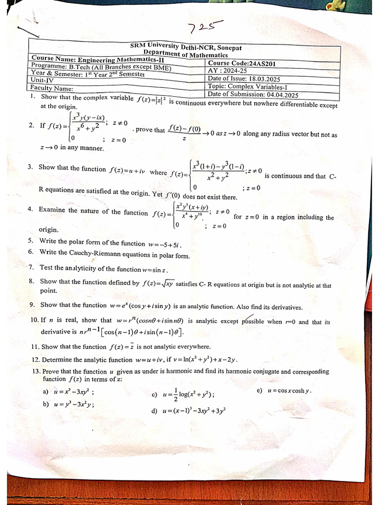 Engineering Mathematics Assignment No.3 | PDF