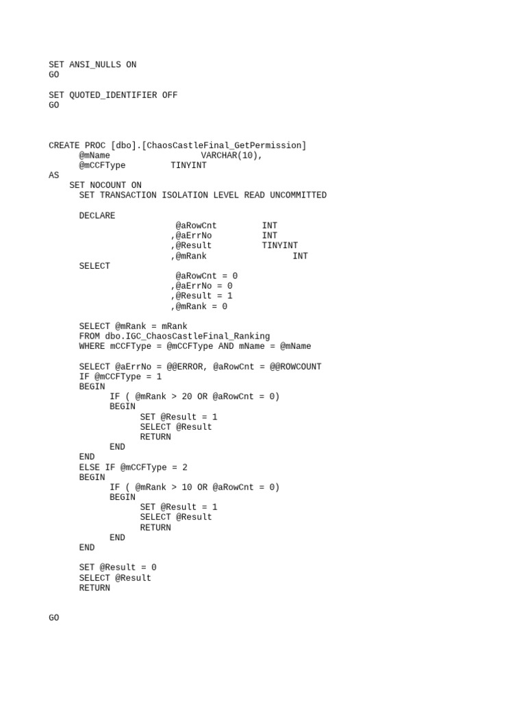 ChaosCastleFinal GetPermission | PDF | Data Management | Databases