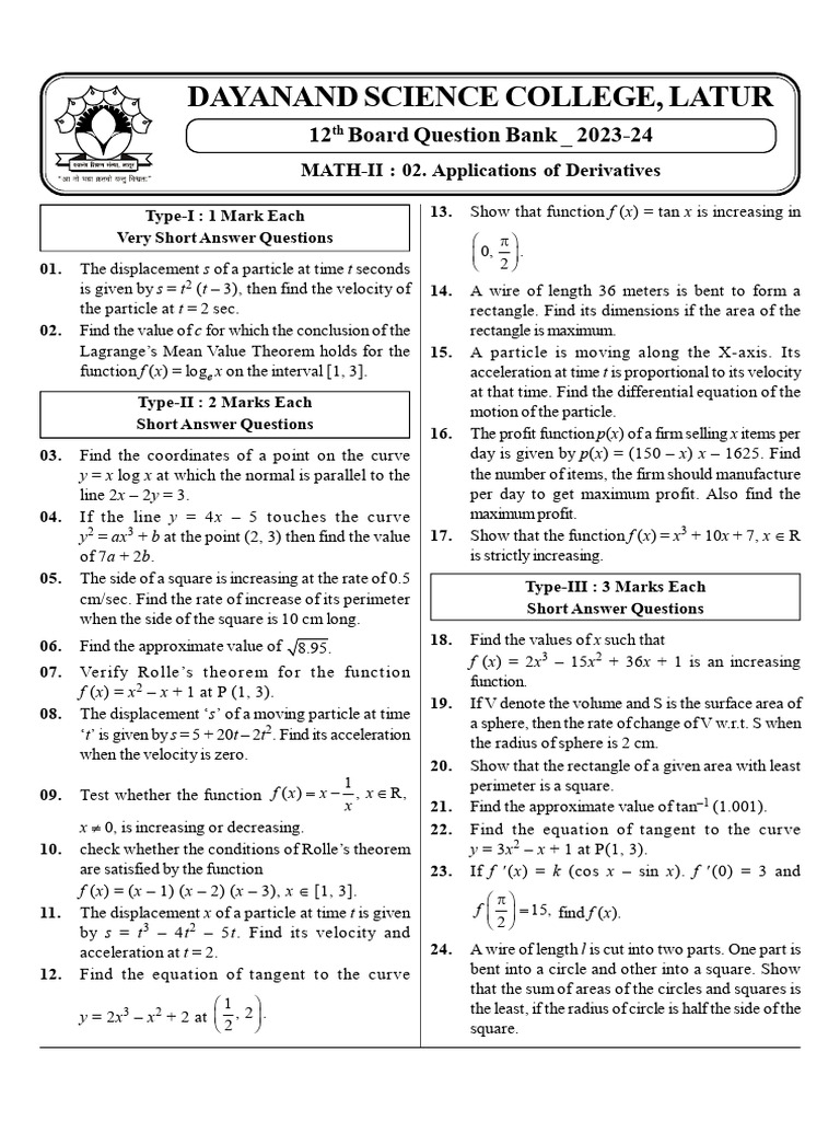 Application of Derivatives | PDF | Sphere | Area