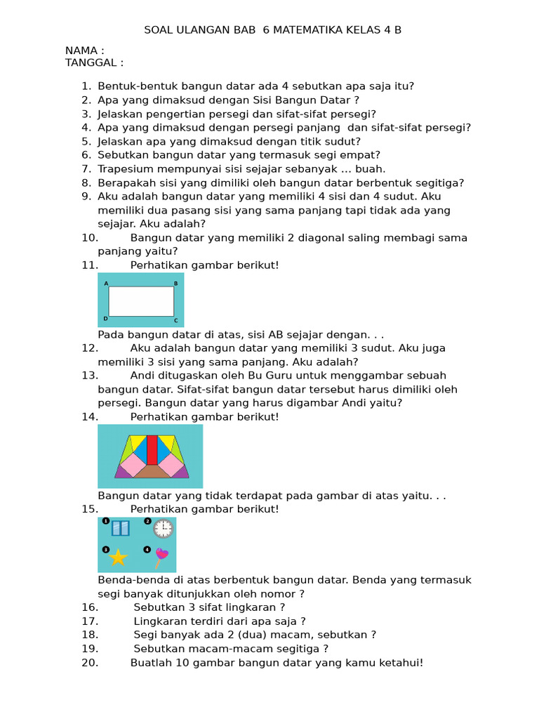 SOAL ULANGAN BAB 5 MATEMATIKA KELAS 4 - Salin | PDF
